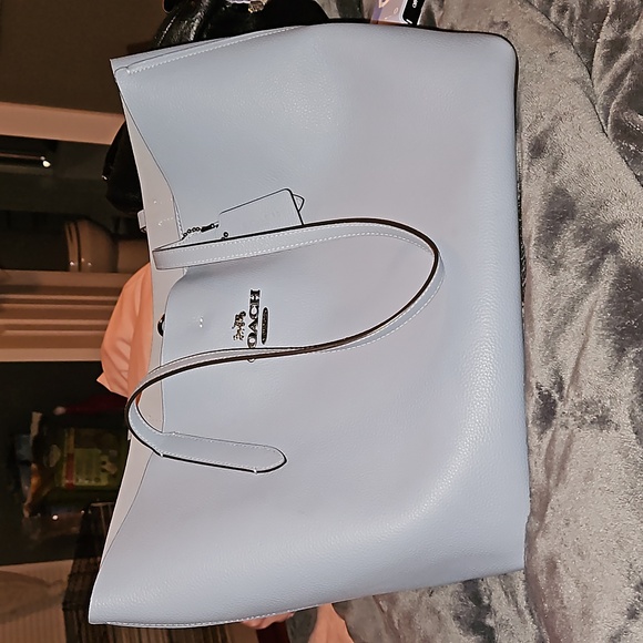 Coach | Bags | Coach Blue Leather Tote Bag | Poshmark